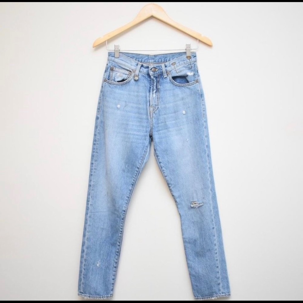 R13 Milf Holly Clean Distressed Straight Leg Jeans - Gem